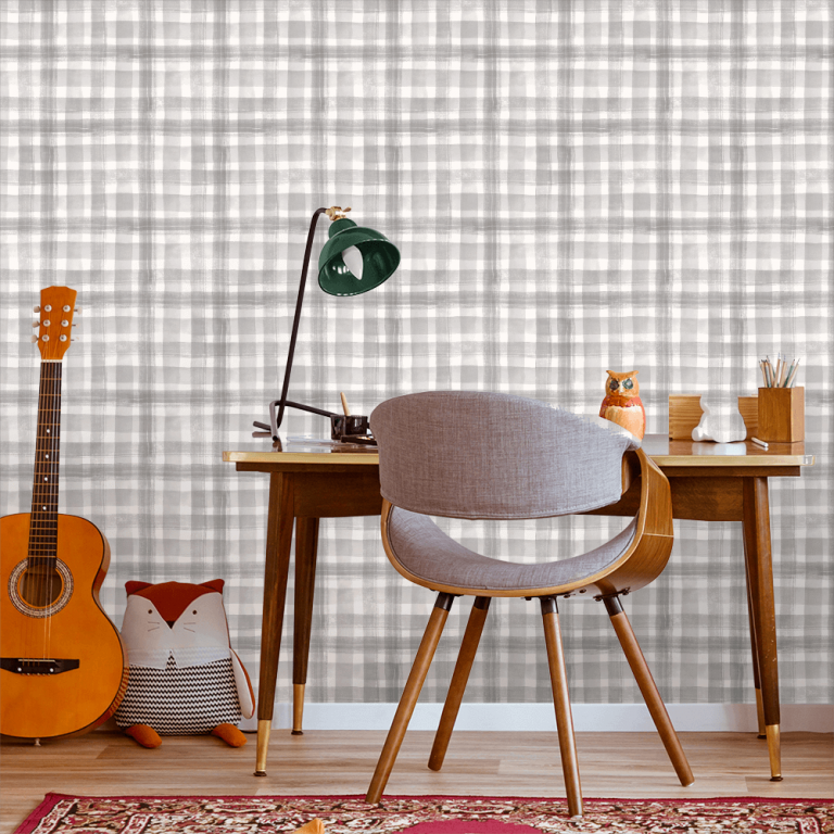 Buffalo Check – Grey – Wallpaper - Mint Art Co