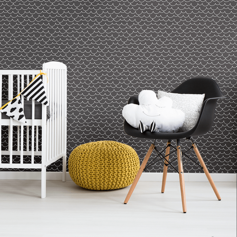 Scallops Inverted – Jet - Wallpaper - Mint Art Co