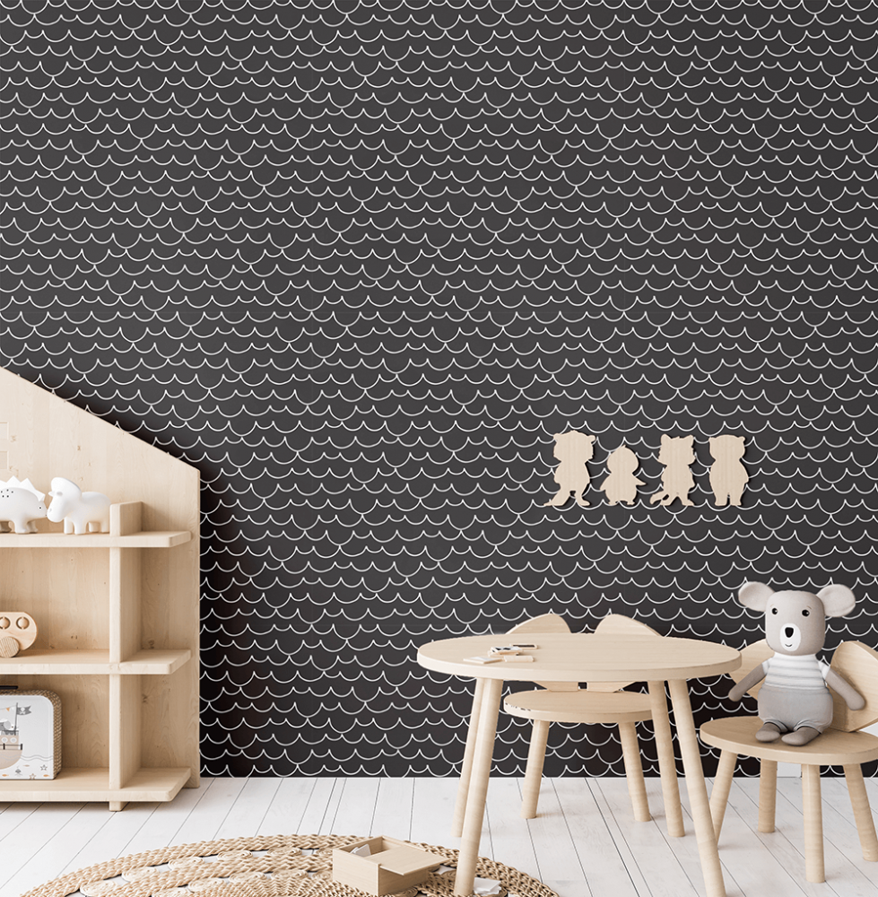 Scallops Inverted – Jet - Wallpaper - Mint Art Co